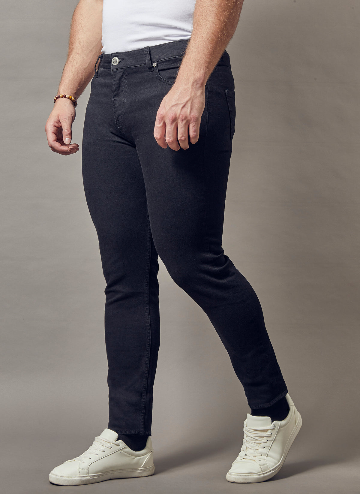 Mid Wash Tapered Athletic Fit Jeans - Blue Muscle Fit | Tapered Menswear