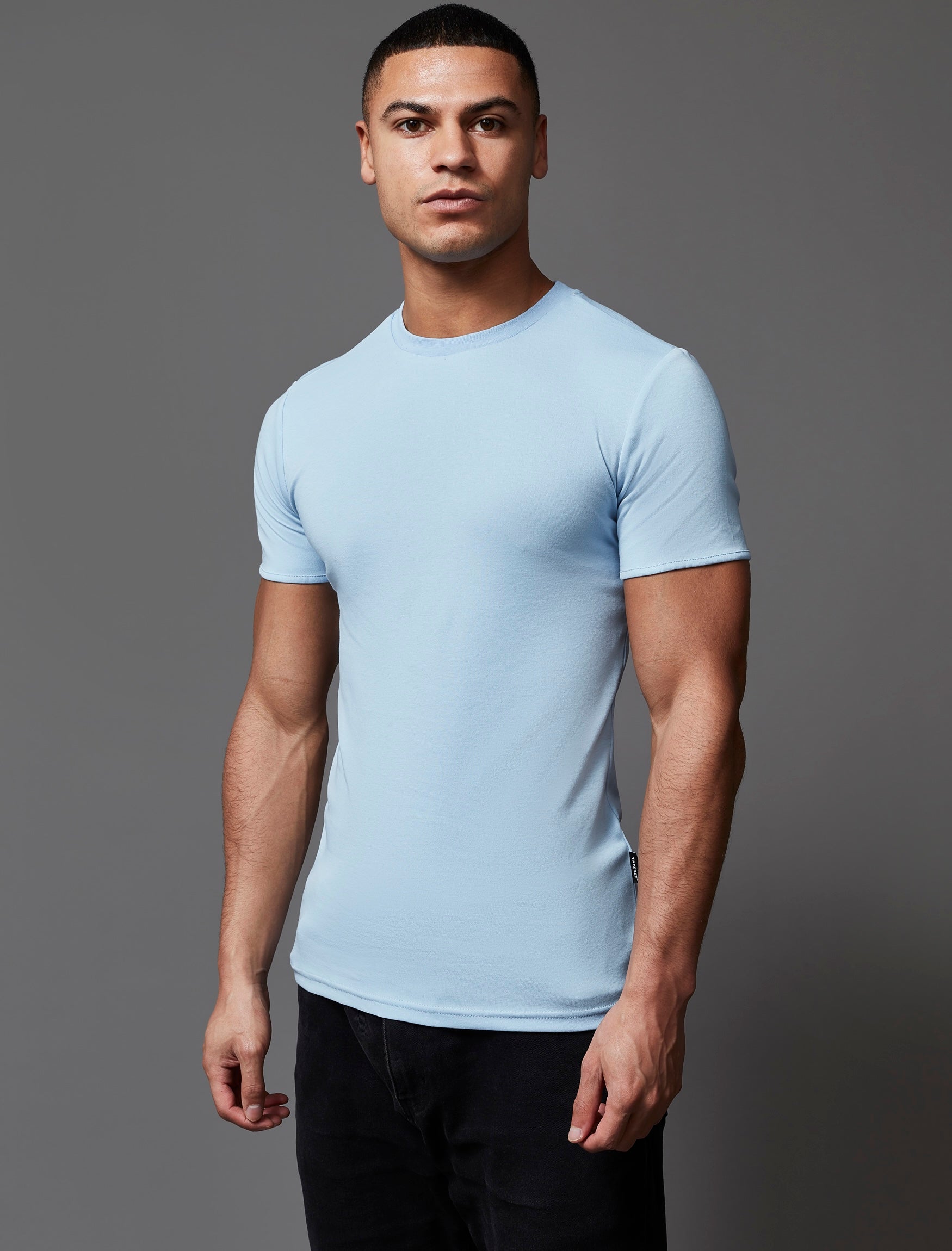 Light Blue Tapered Fit T-Shirt - Sky Blue Fitted T-Shirt | Tapered Menswear